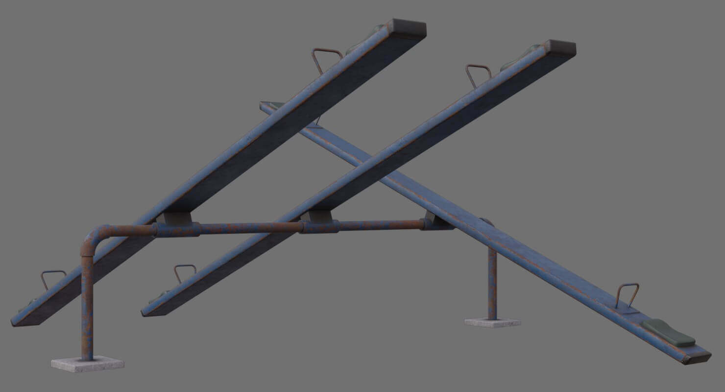Seesaw (rusty) - 3D Model by weeray