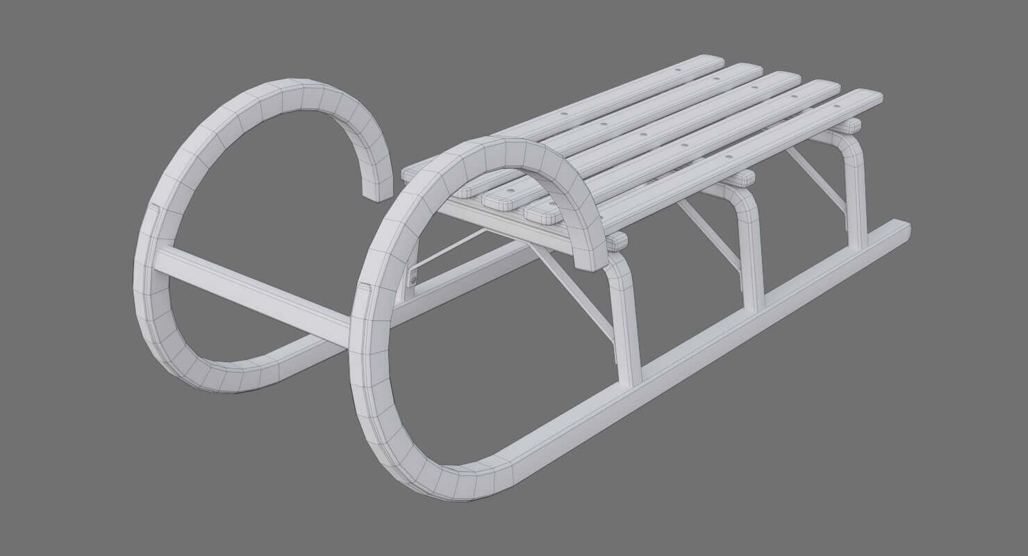 Wooden Sled - 3D Model by weeray
