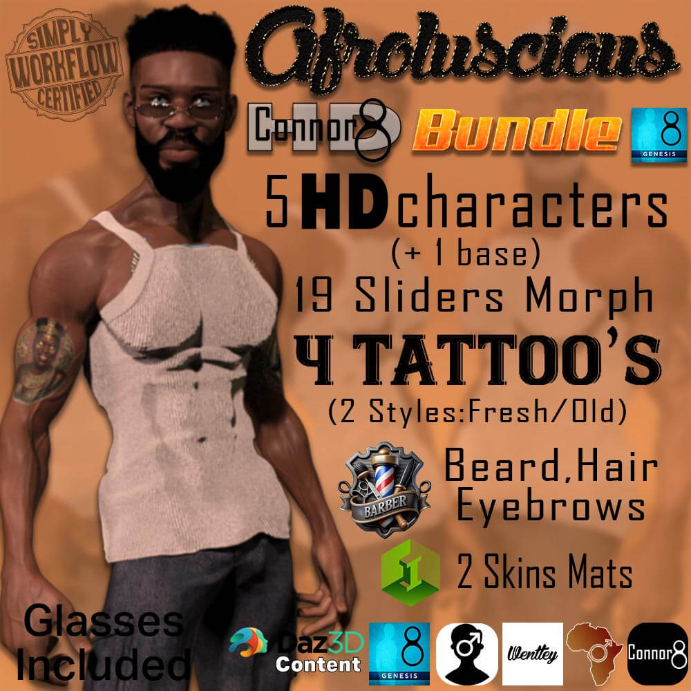 Afroluscious G8M-Connor 8 HD Bundle Base 3D Render by wentley