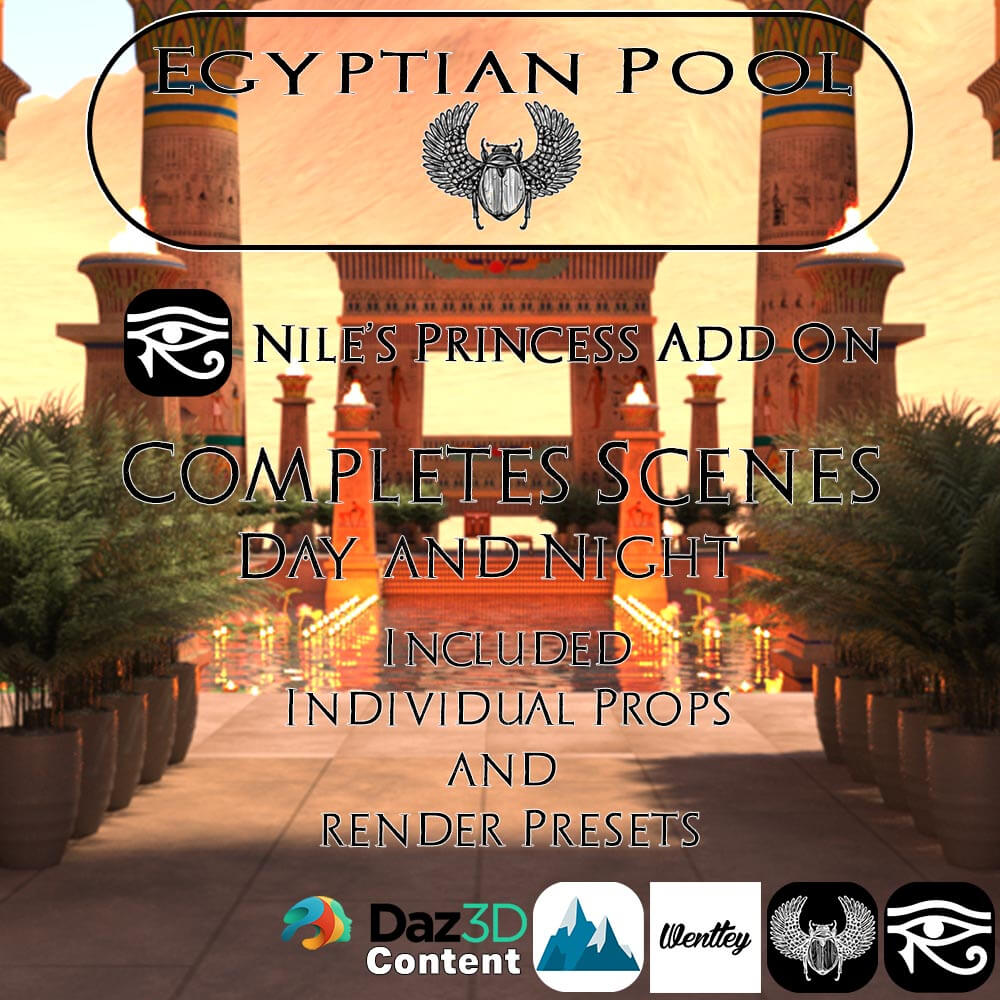 Egyptian Pool-Nile's Princess Add-On 3D Render by wentley