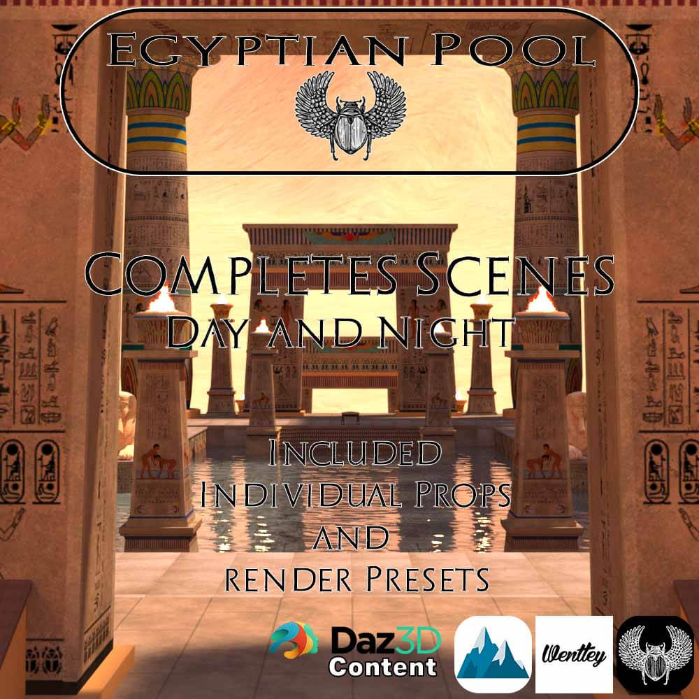 Egyptian Pool 3D Render, Digital Art by wentley