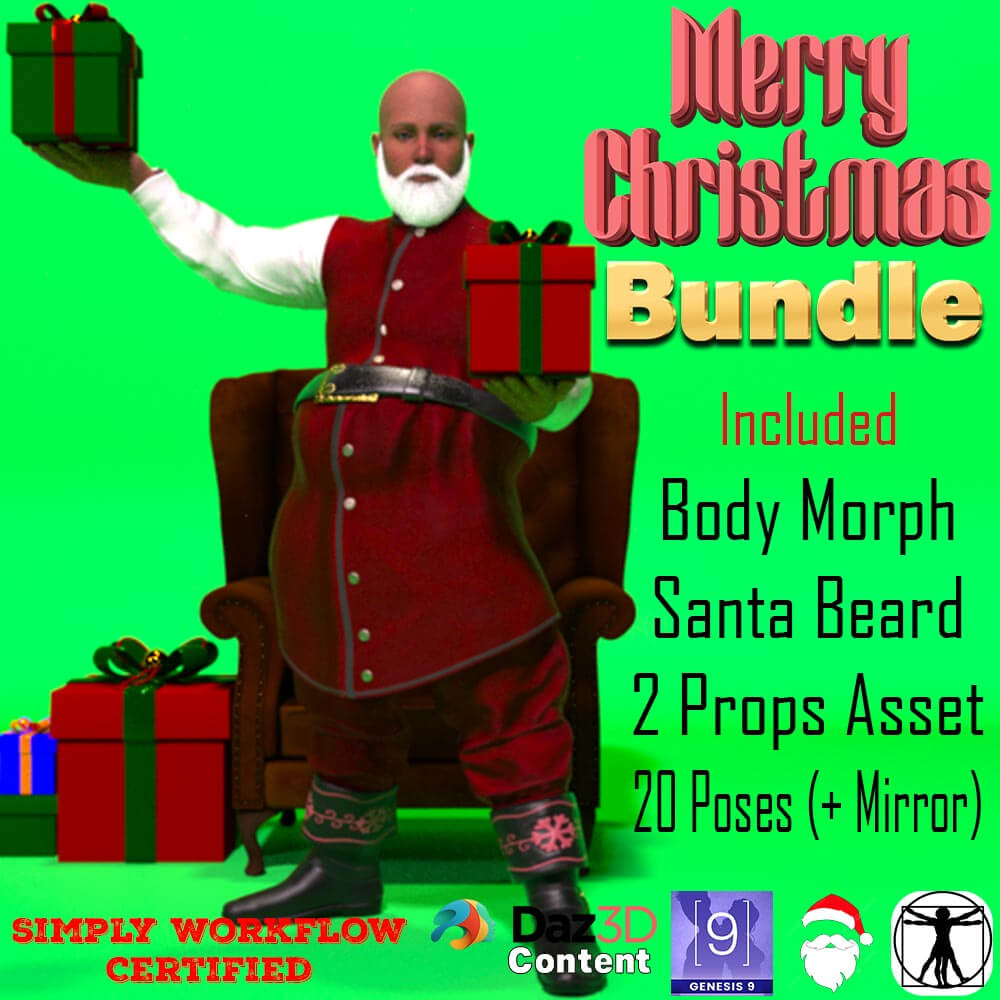 Merry Christmas Bundle Genesis 9 3D Render by wentley