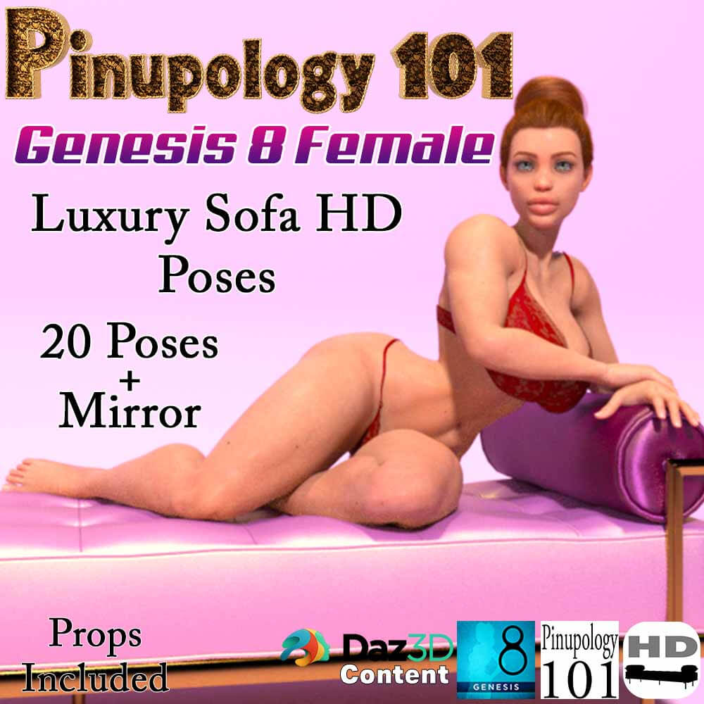Pinupology 101 for G8F Luxury Sofa HD Poses Vol 1 3D Render