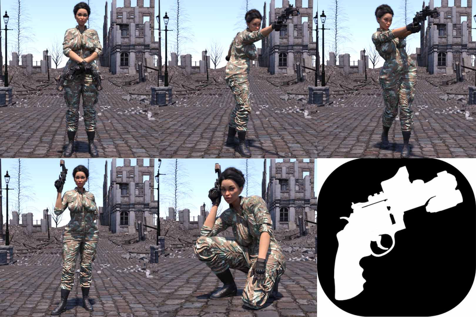 Tactical Poses G8F-Guns Poses & Guns Vol 1 3D Render by wentley