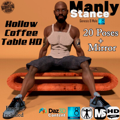 Manly Stance G8M-Hollow Coffee Table HD Poses Vol 1 Daz Content by wentley