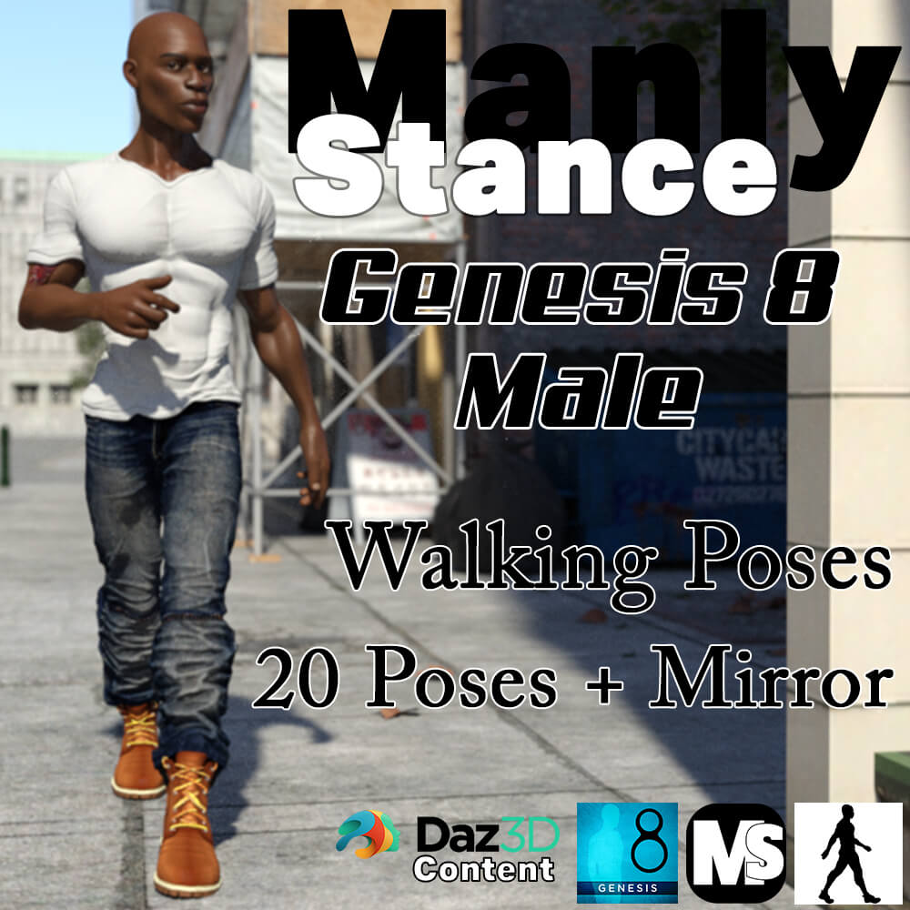 Manly Stance-G8M-Walking Vol 1 Daz Content by wentley