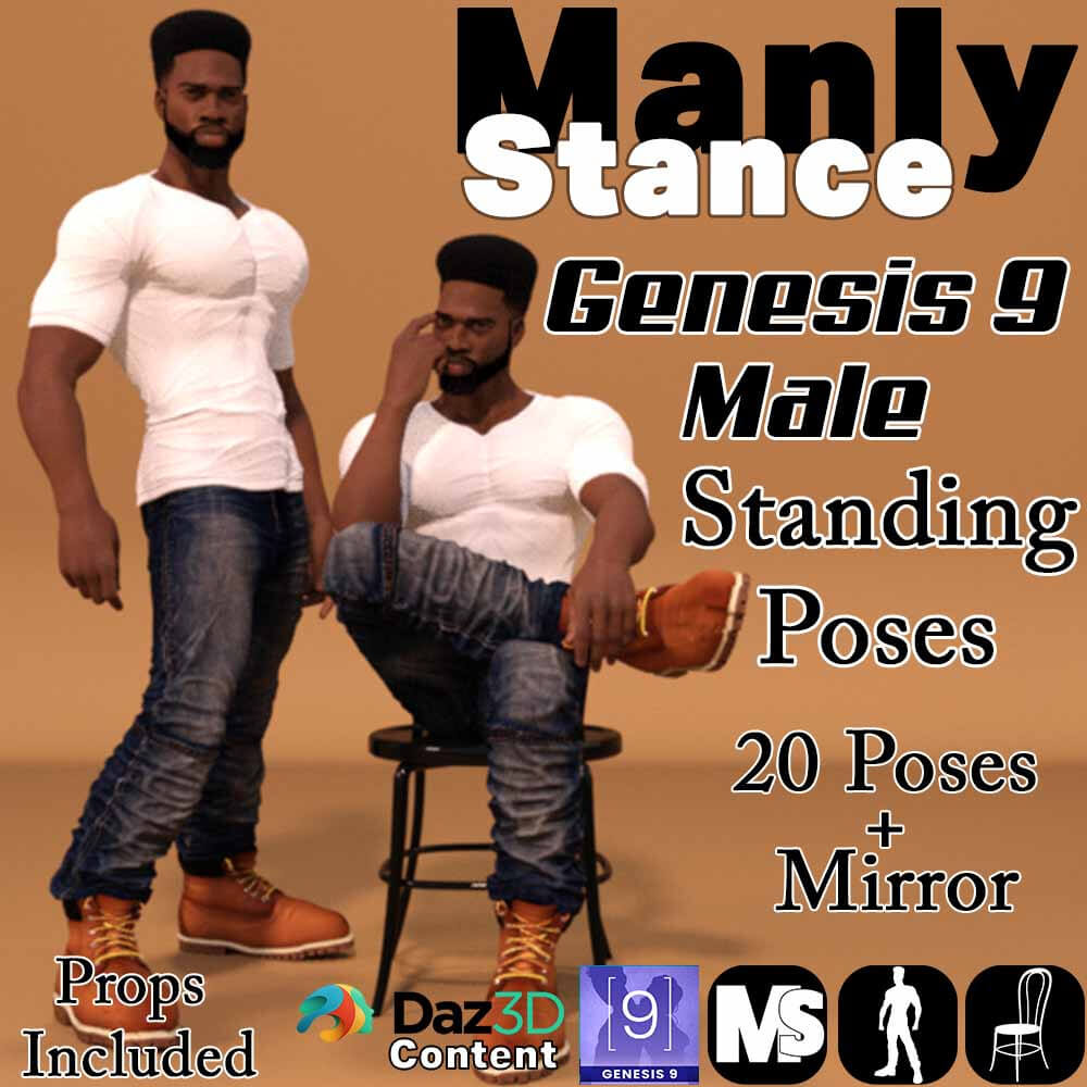 Manly Stance-G9M Standing & Chair Vol 1 Daz Content by wentley
