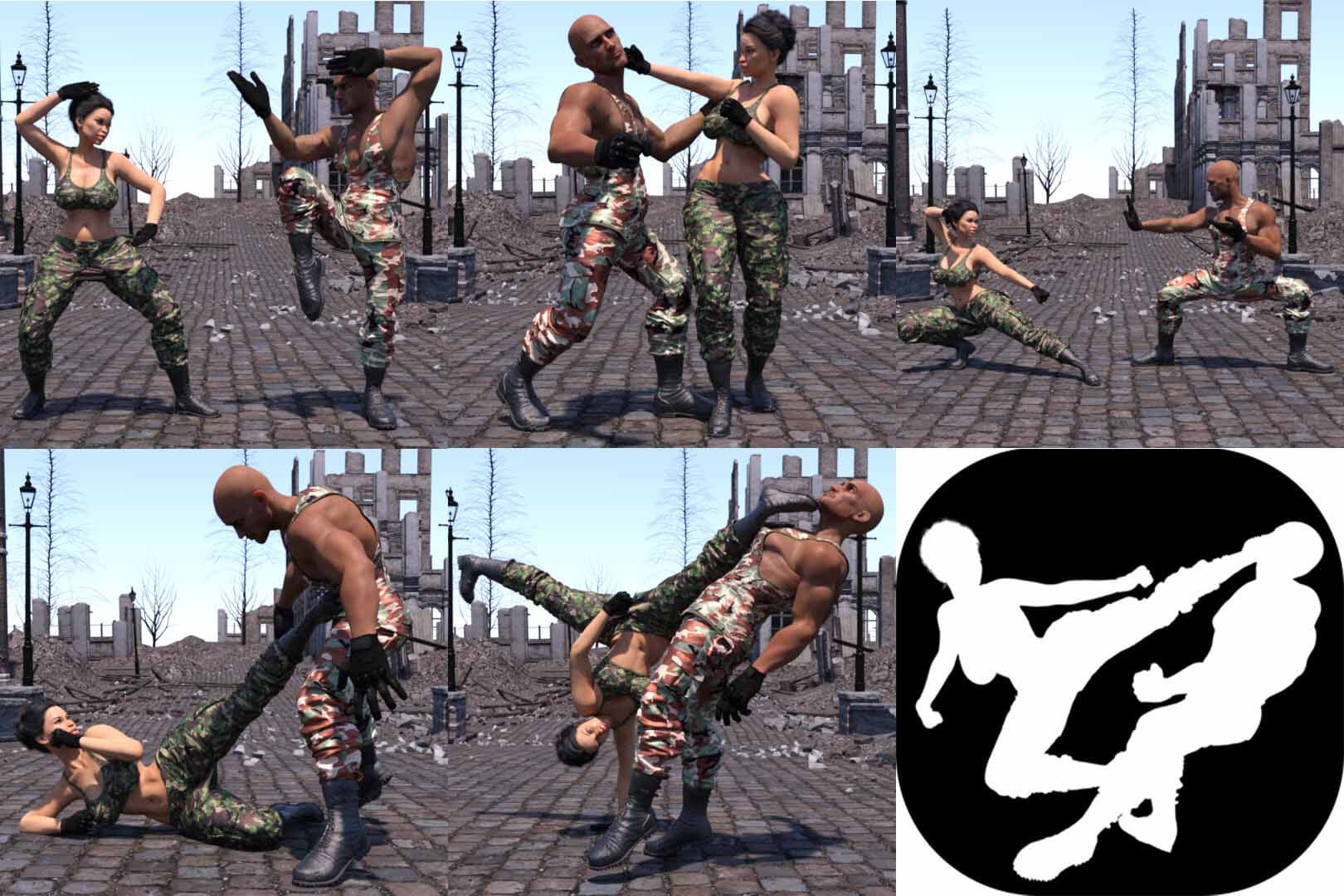 Tactical Poses : She Fight Him G8F-G8M Vol 2 Daz Content by wentley