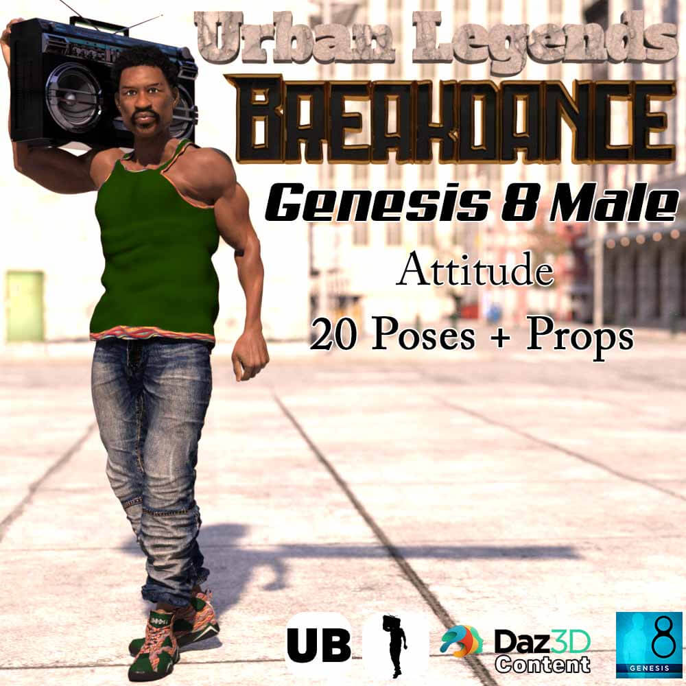 Urban Legends-Breakdance for G8M-Attitude(Poses & Props) Daz Content by wentley