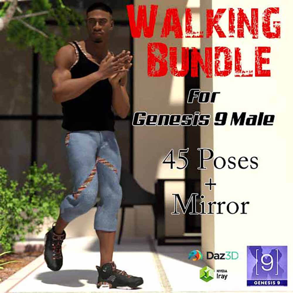 Walking Bundle for Genesis 9 Male - Daz Content by wentley