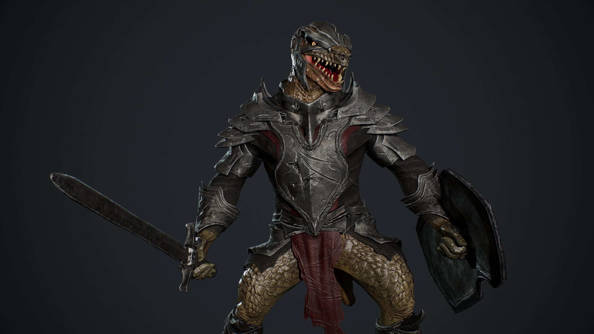 Lizardman Knight - 3D Model by Wernerkurt