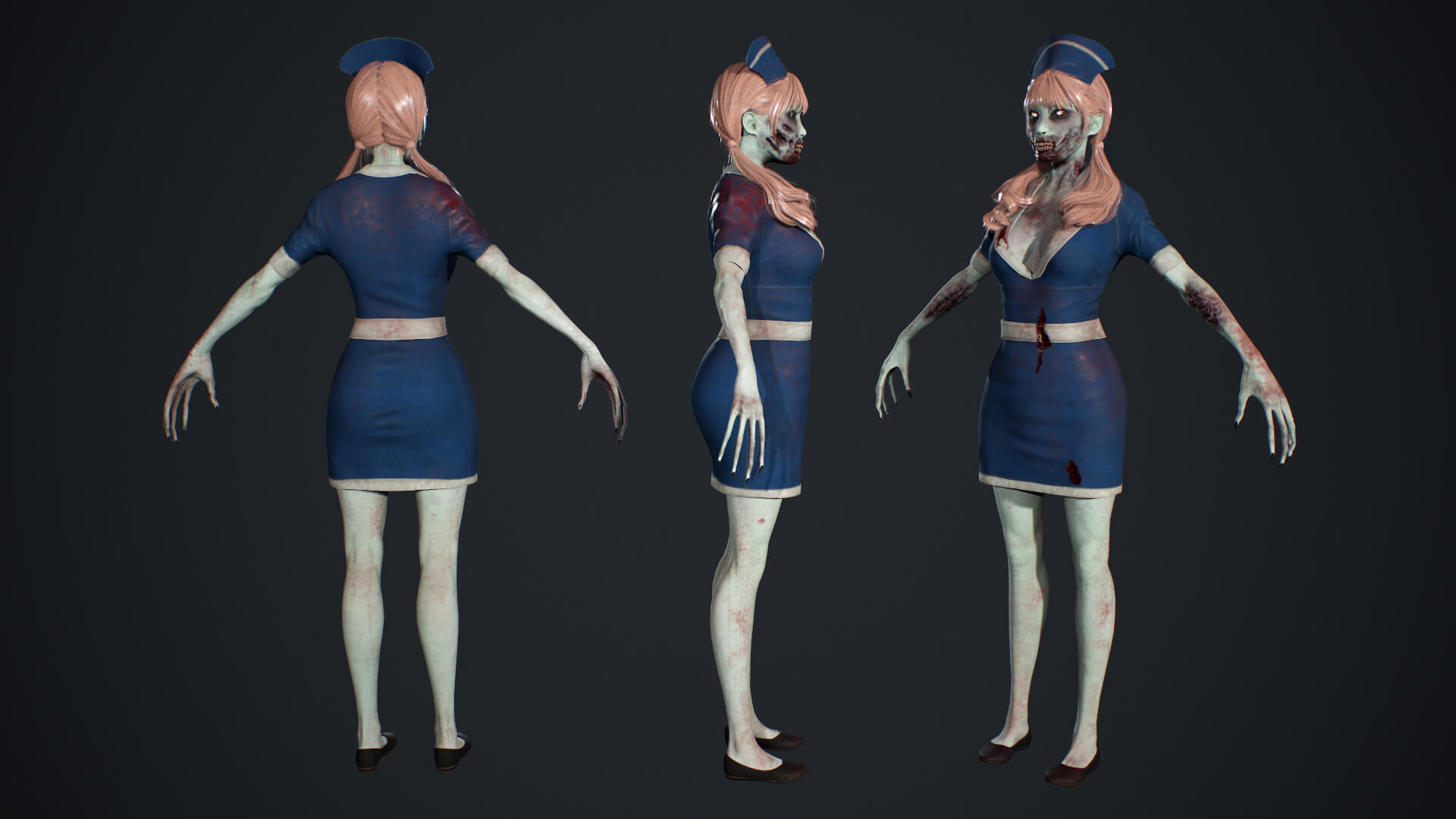 Zombie Nurse Low Poly - 3D Model by Wernerkurt