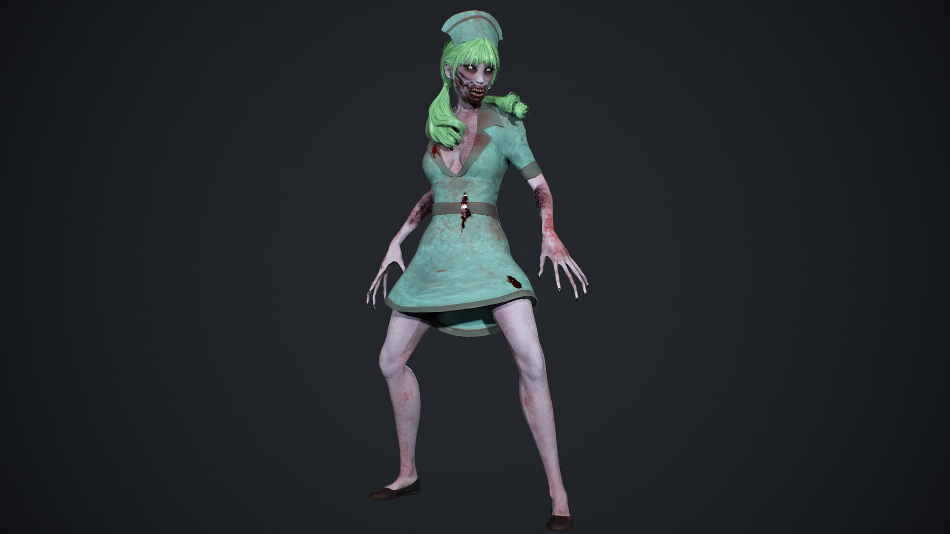 Zombie Nurse Low Poly - 3D Model by Wernerkurt