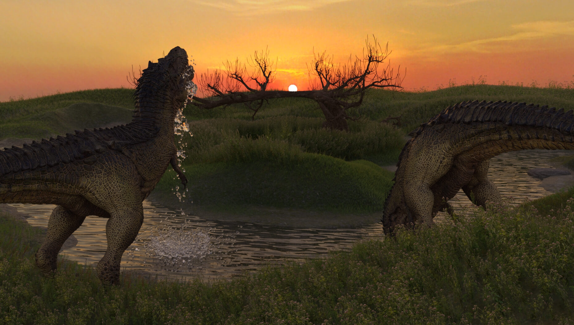 A Drink at Dusk. 3D Render, Digital Art by westcala1c