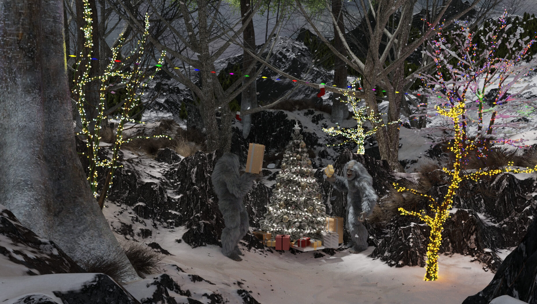 A Merry Yeti Christmas. 3D Render, Digital Art by westcala1c