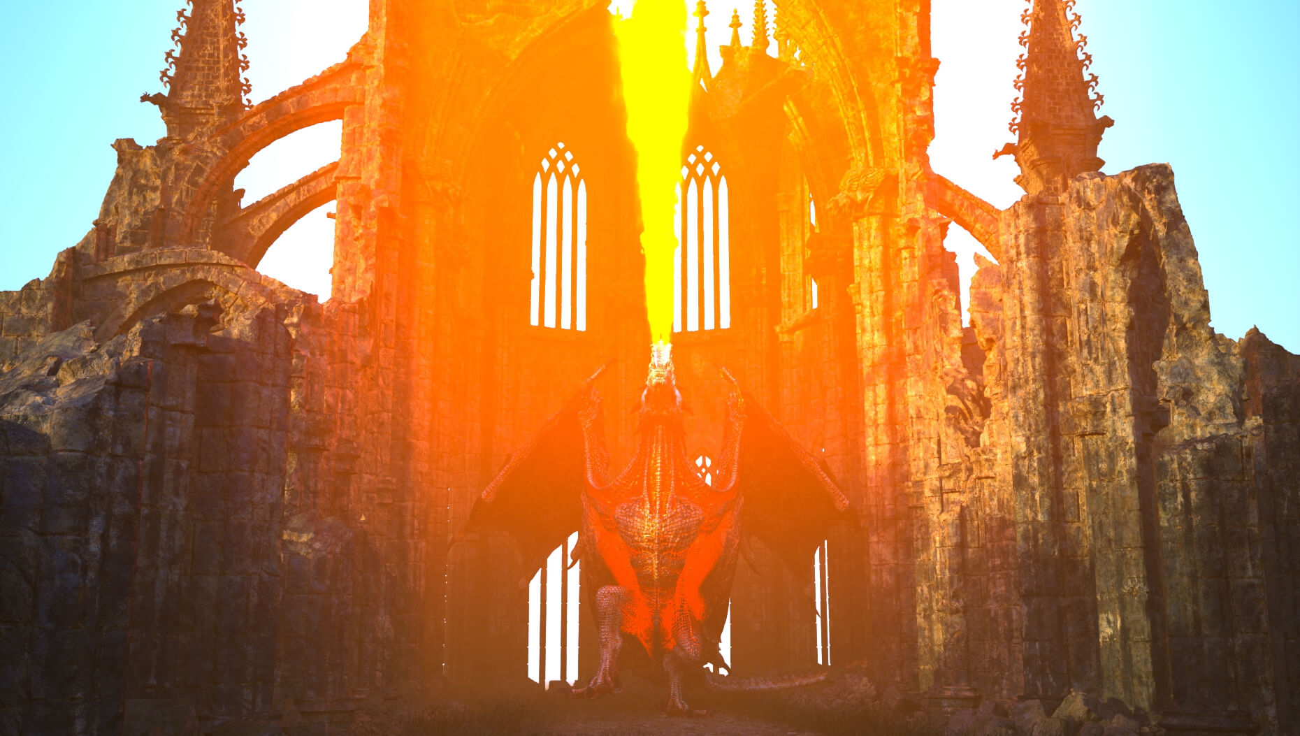 Angry Red Dragon. 3D Render, Digital Art by westcala1c