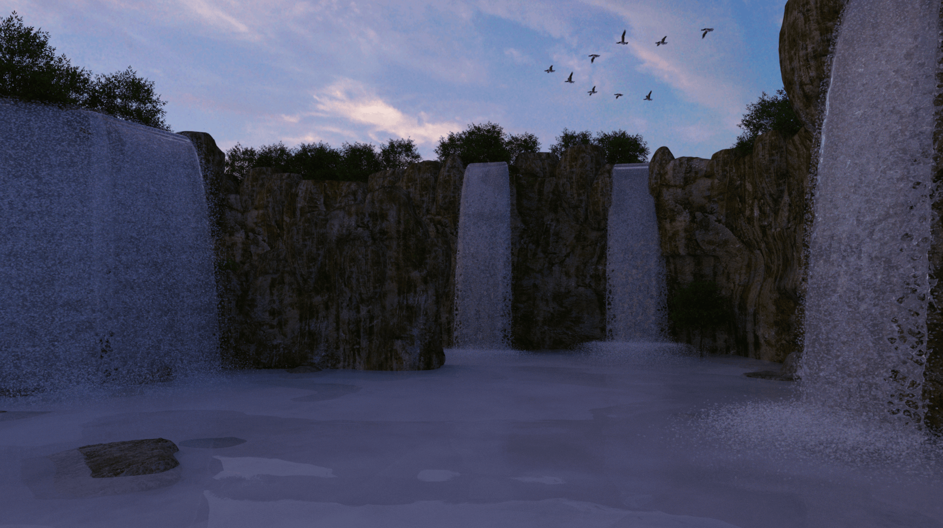 Canyon Falls. 3D Render, Digital Art by westcala1c