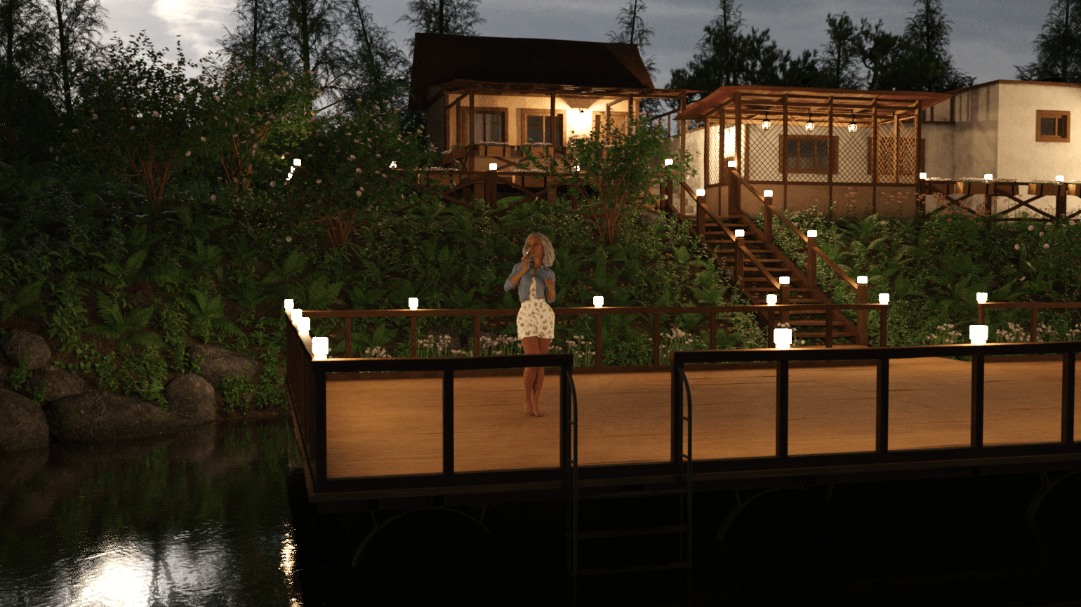 Champagne in the Moonlight. 3D Render | RenderHub Gallery