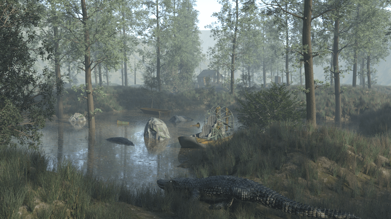 Deep in the Swamp. 3D Render, Digital Art by westcala1c