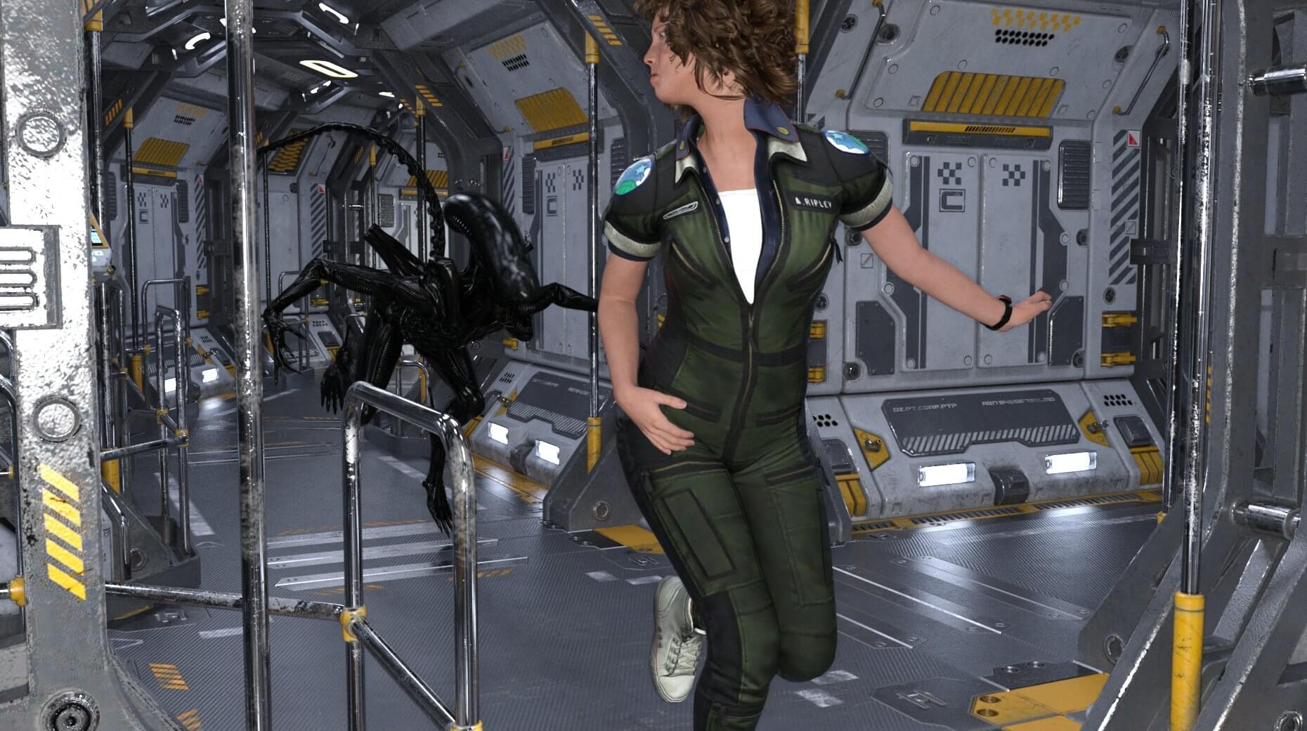 Different Ripley same Alien. 3D Render, Digital Art by westcala1c