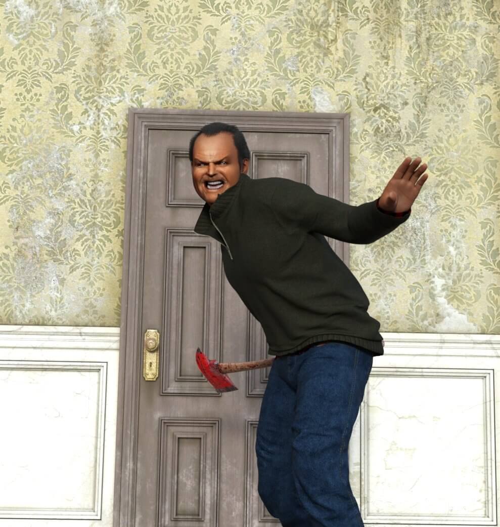 Here's Johnny! 3D Render, Digital Art by westcala1c