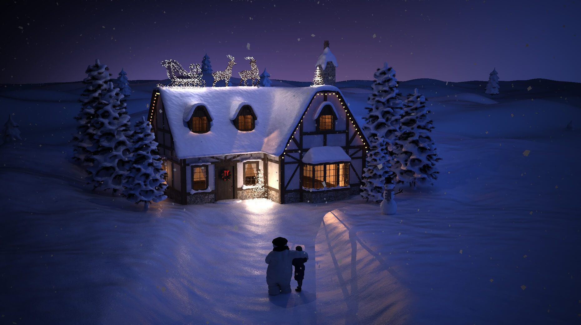 Home Safe and Sound with Mr Snowman. 3D Render by westcala1c