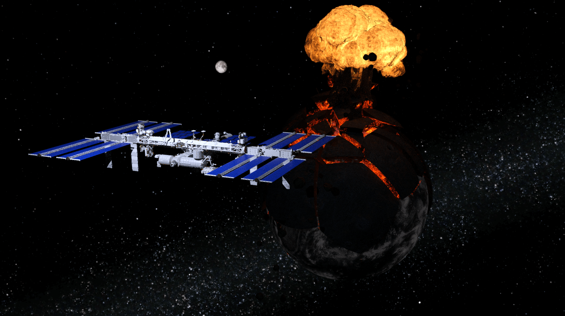 Mega Asteroid Impact. 3D Render, Digital Art by westcala1c