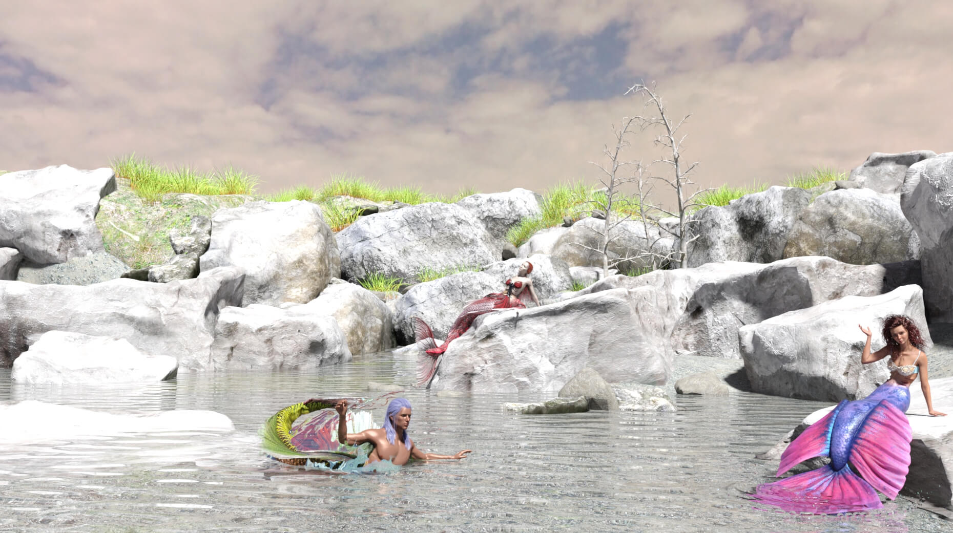 Mermaid Cove. 3D Render, Digital Art by westcala1c