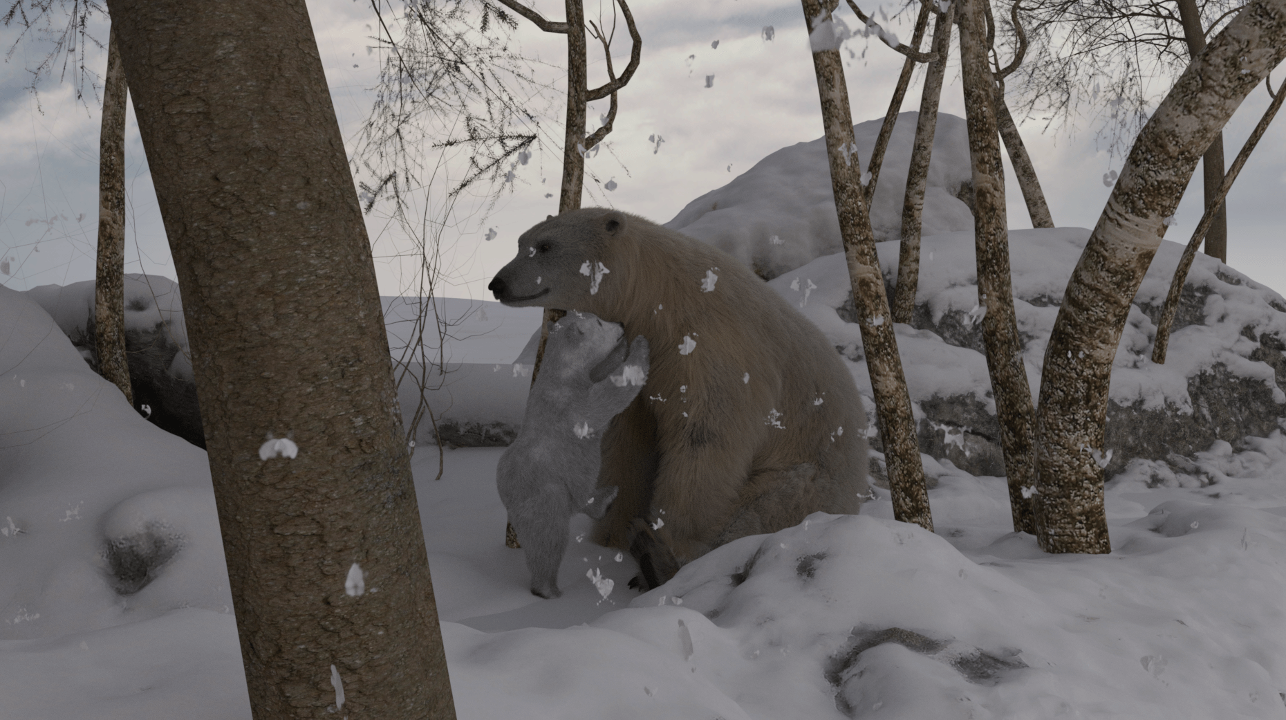 Mother and Cub. 3D Render, Digital Art by westcala1c