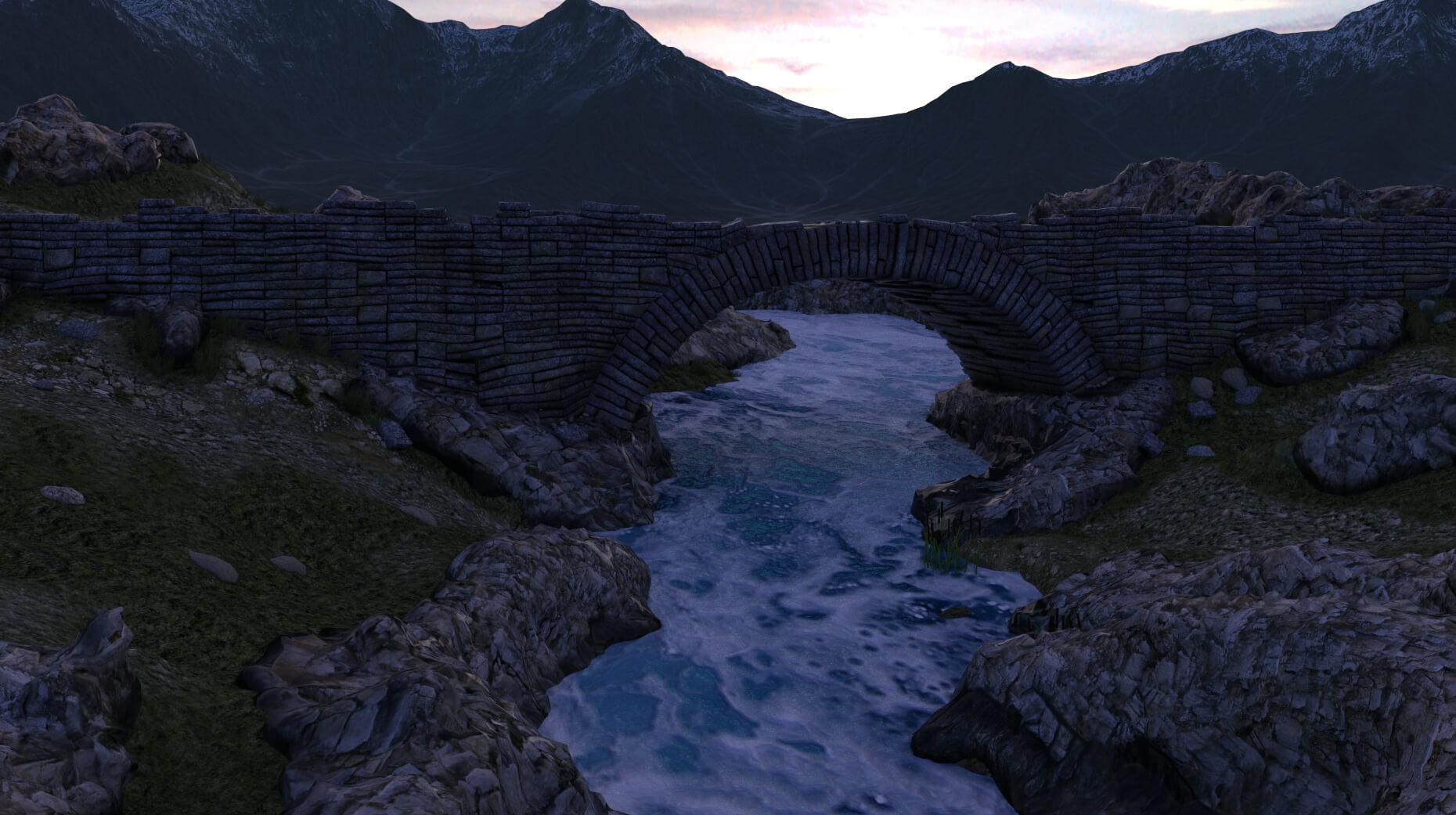 Mountain Runoff. 3D Render, Digital Art by westcala1c