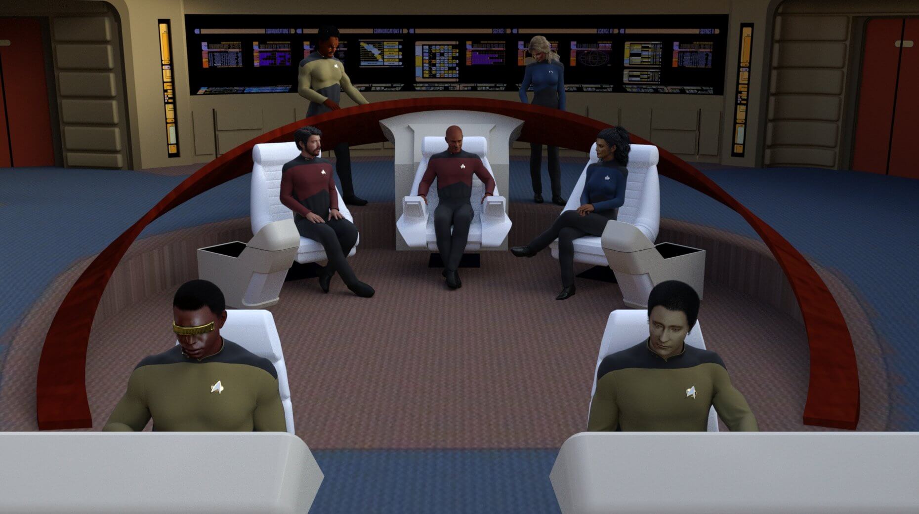 Picard and the Crew 3D Render, Digital Art by westcala1c