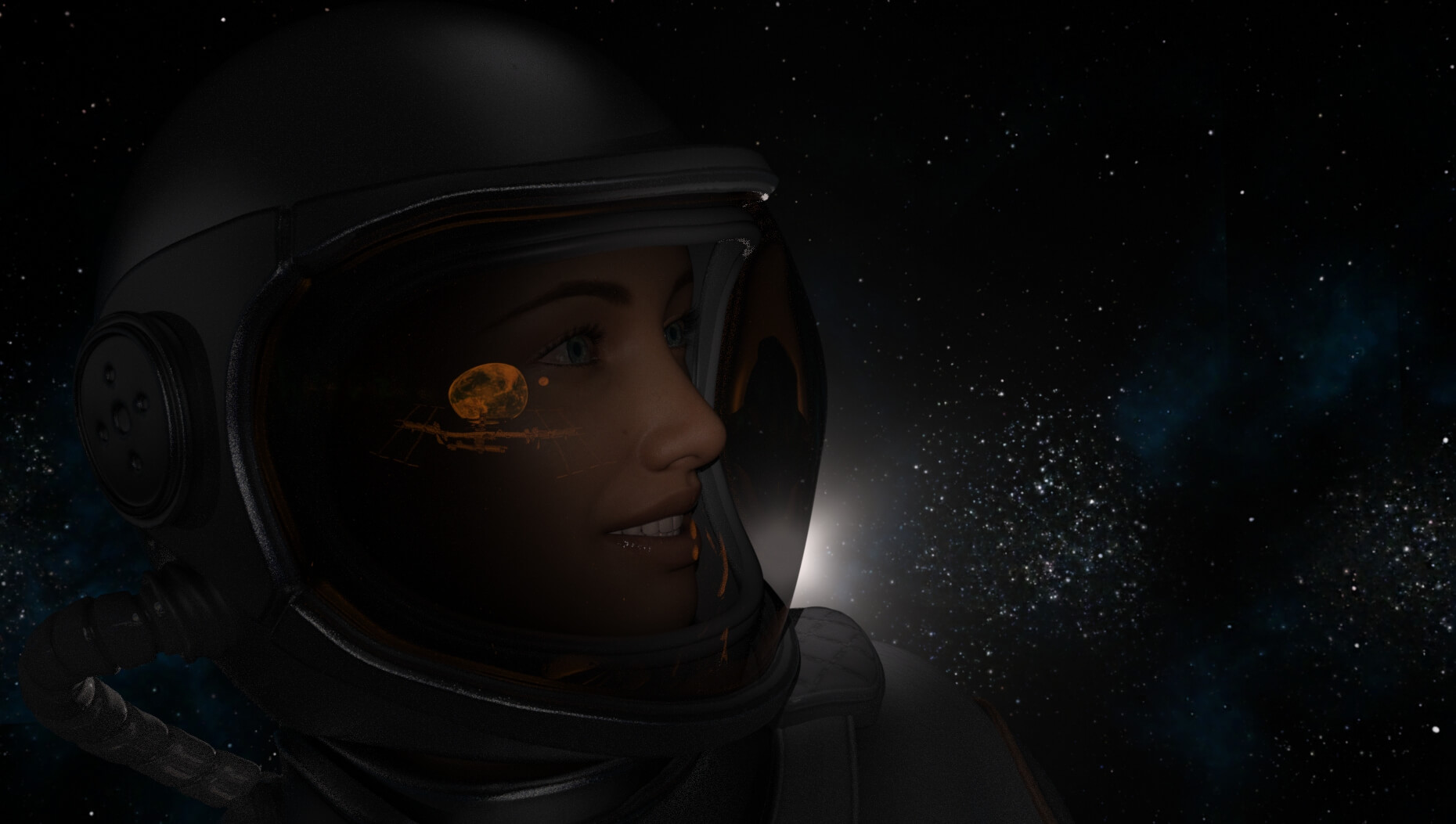 Reflections of her first Space Walk. 3D Render by westcala1c
