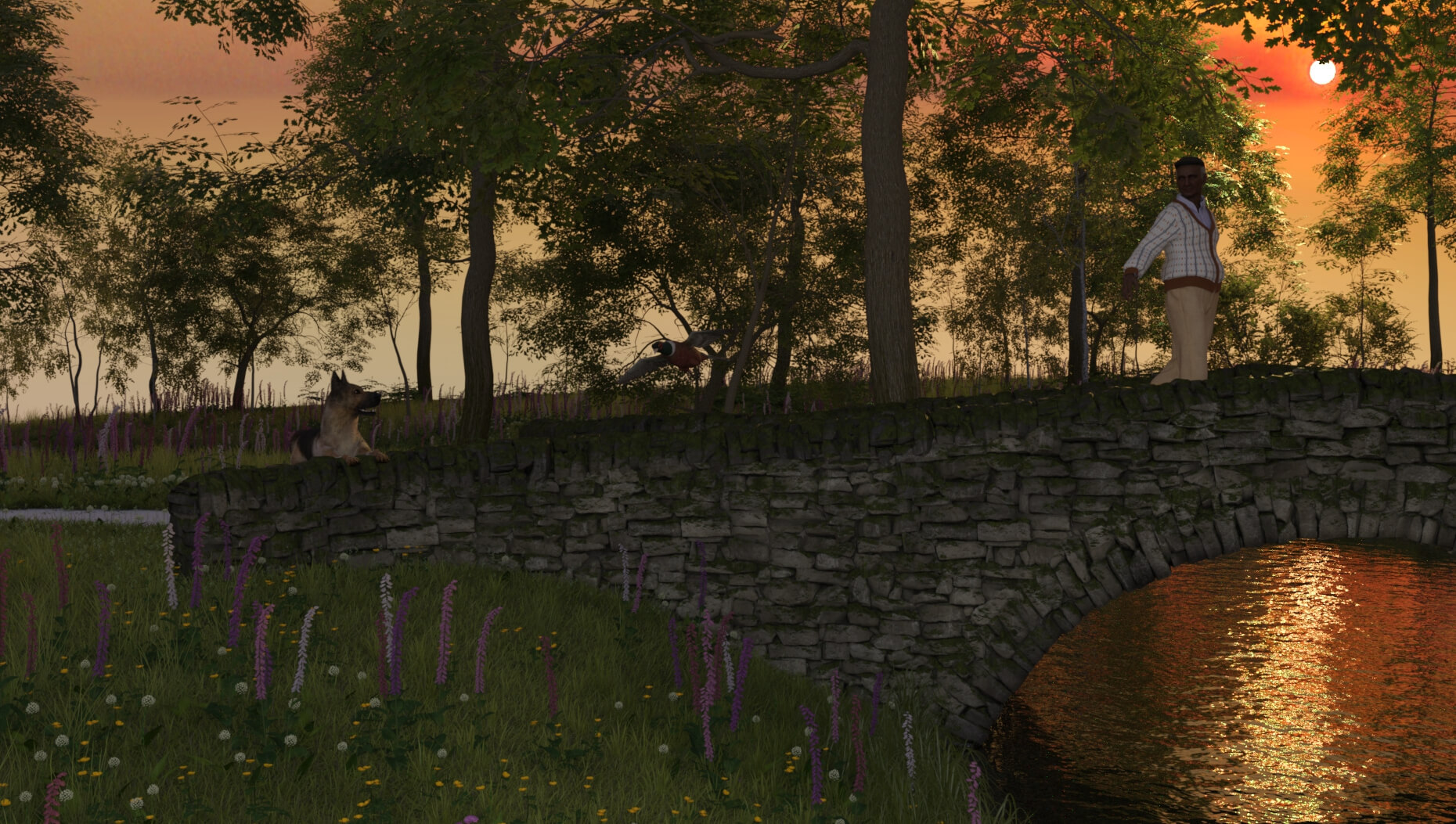 Sunsets Reflection. 3D Render, Digital Art by westcala1c