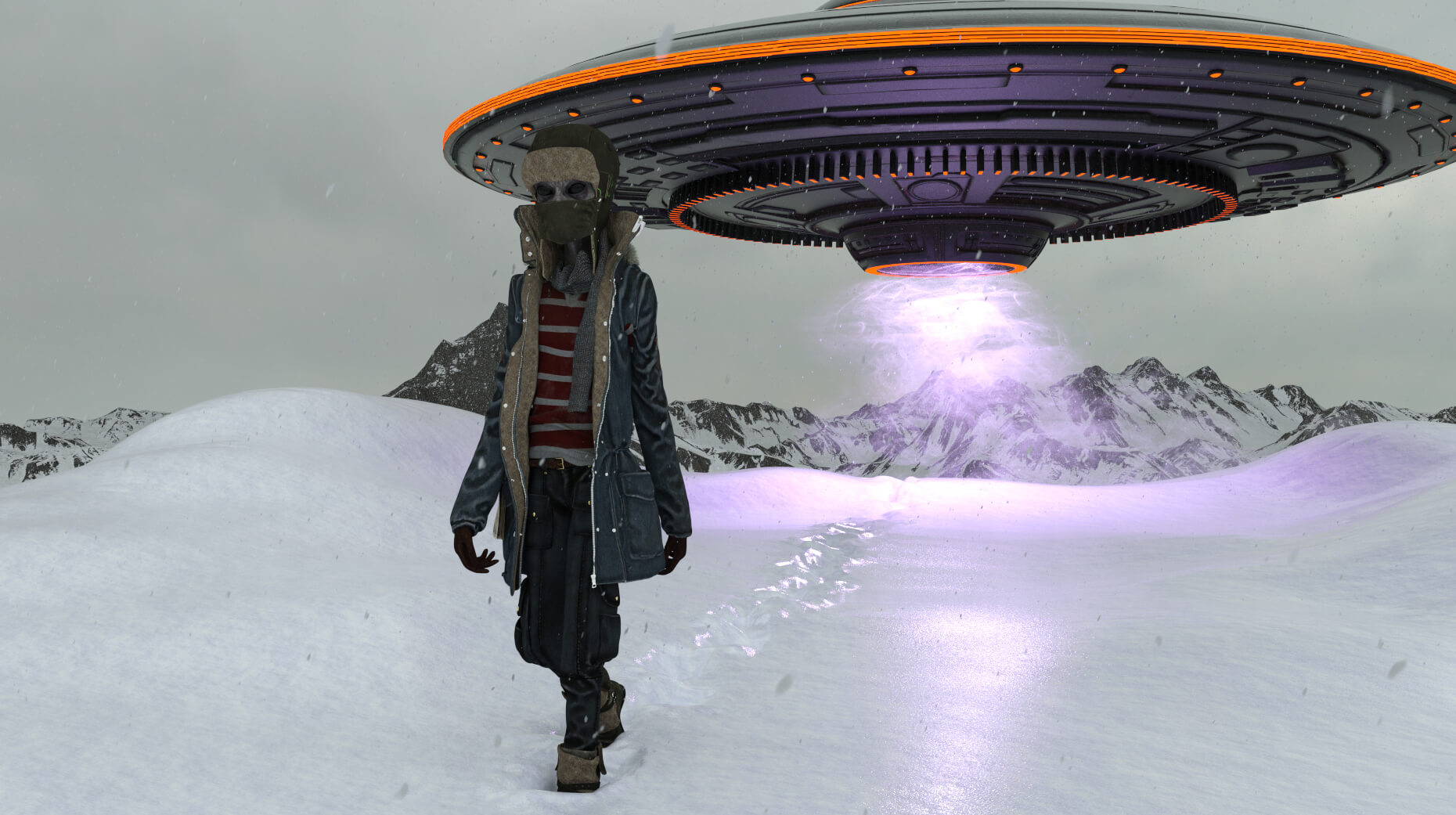 The Winter Alien 3D Render, Digital Art by westcala1c