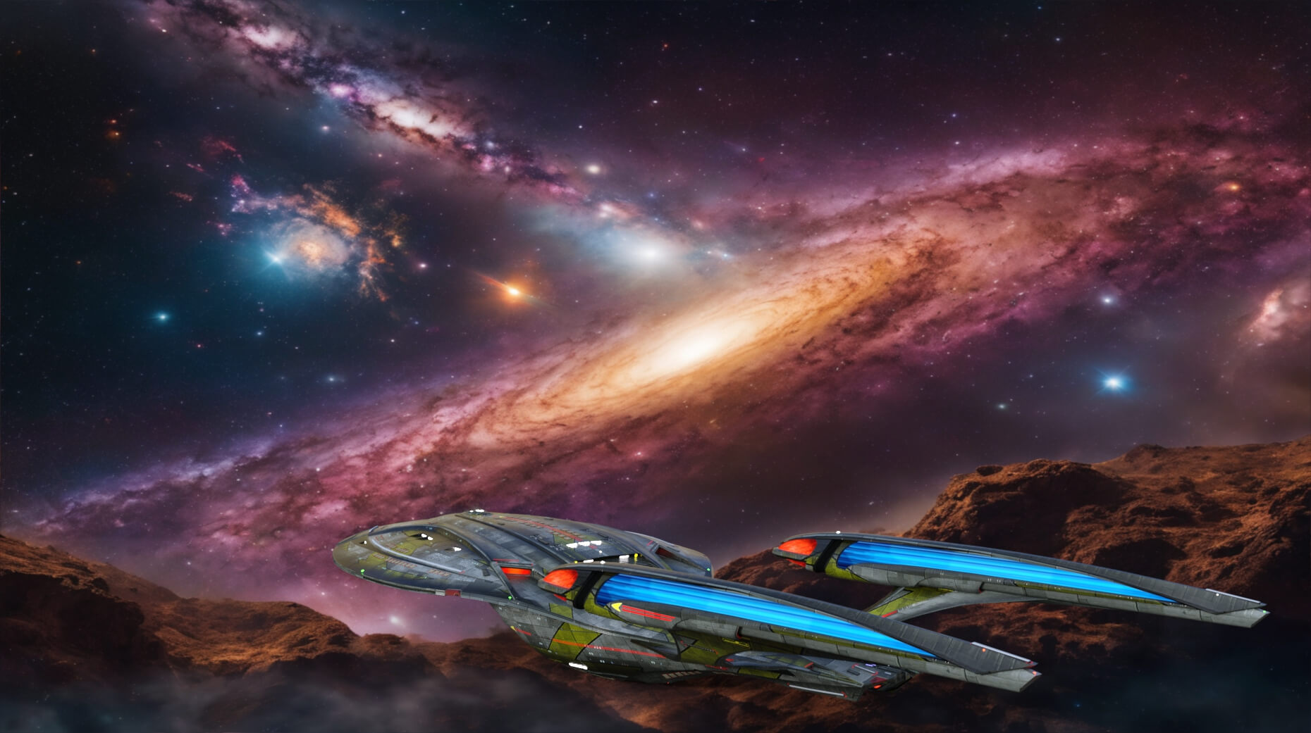 When Galaxy's Collide. 3D Render, Digital Art by westcala1c