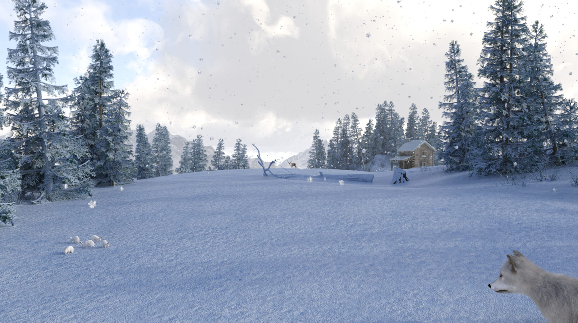 Winter Wonderland 3D Render, Digital Art by westcala1c