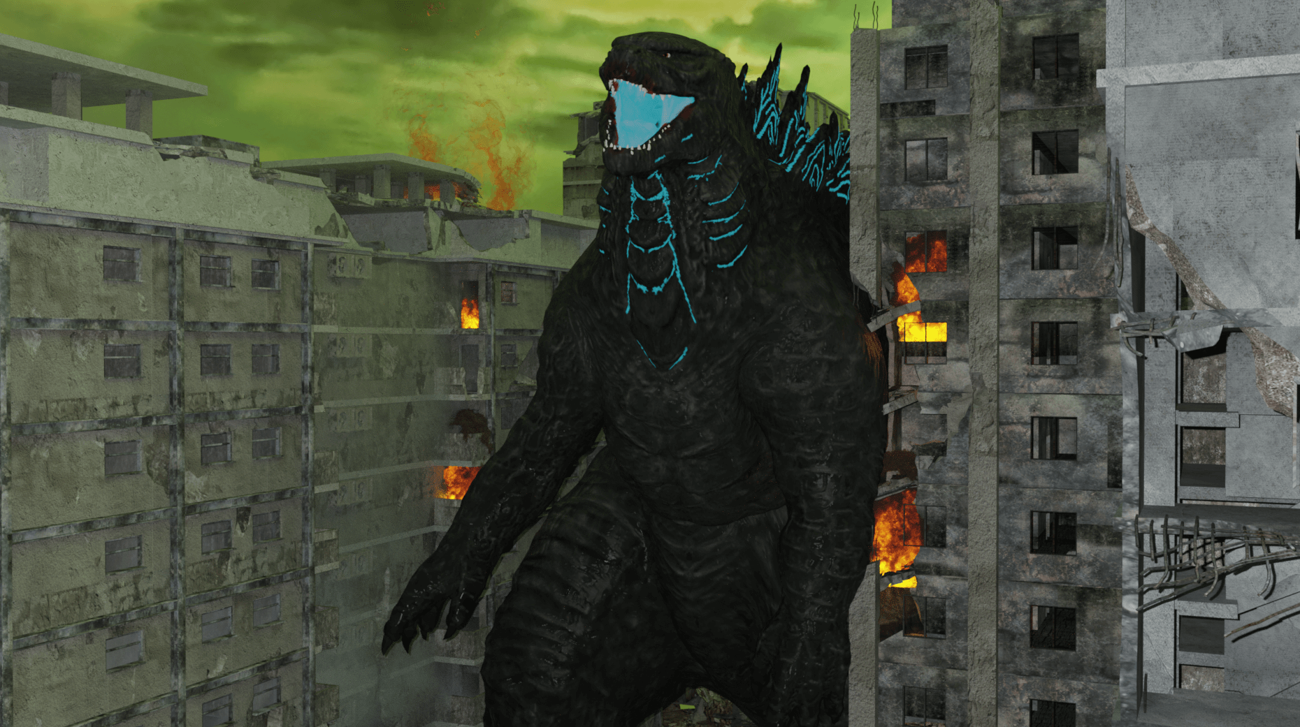 Zilla Rampage 3D Render, Digital Art by westcala1c