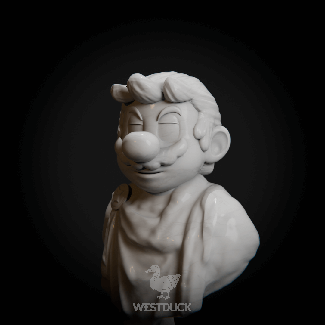 Mario and Luigi Roman busts 3D Render, Digital Art by WestDuck