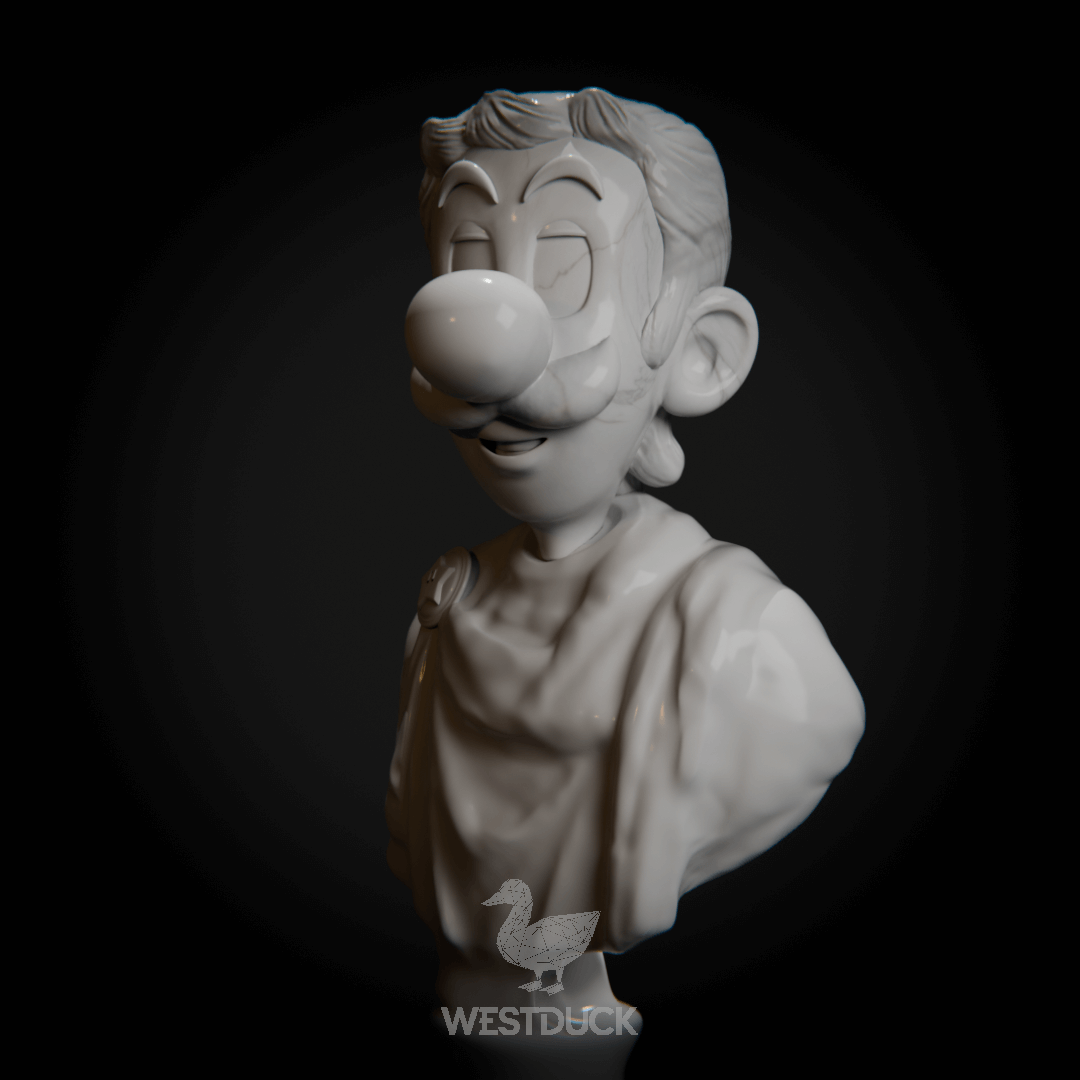 Mario and Luigi Roman busts 3D Render, Digital Art by WestDuck