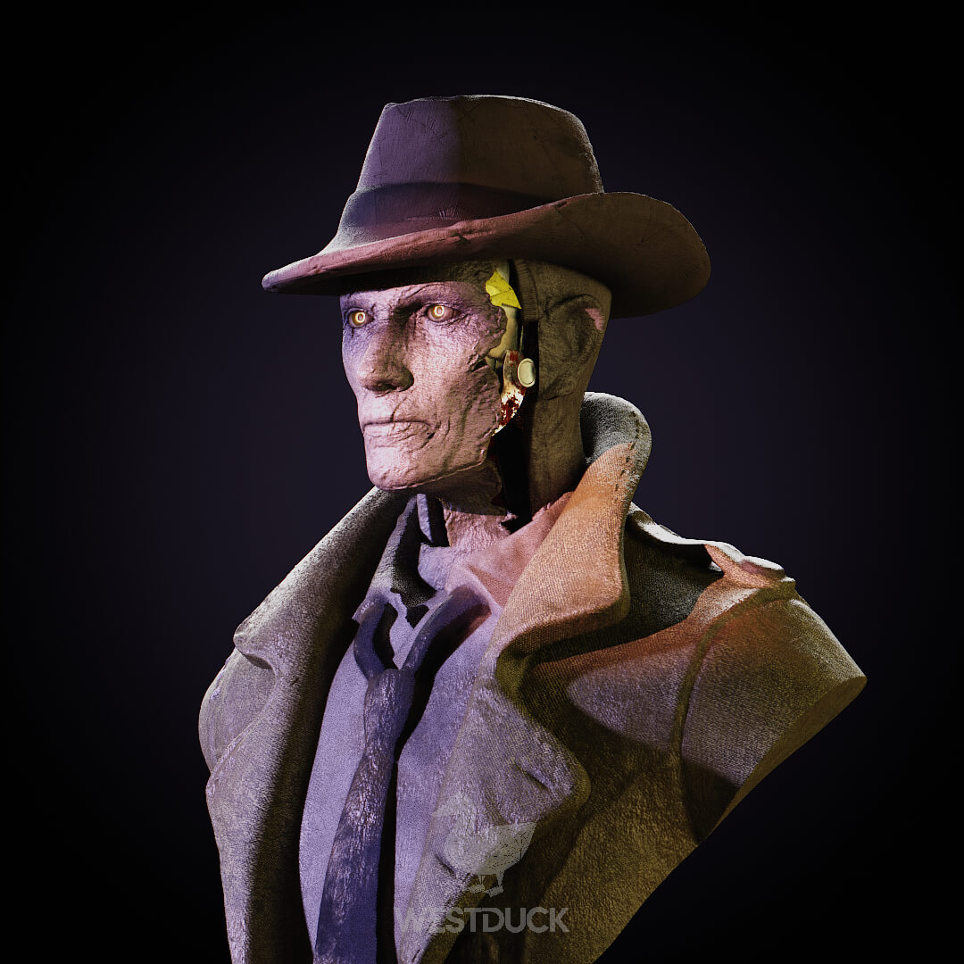 Nick Valentine - Fallout 4 Bust 3D Model by WestDuck