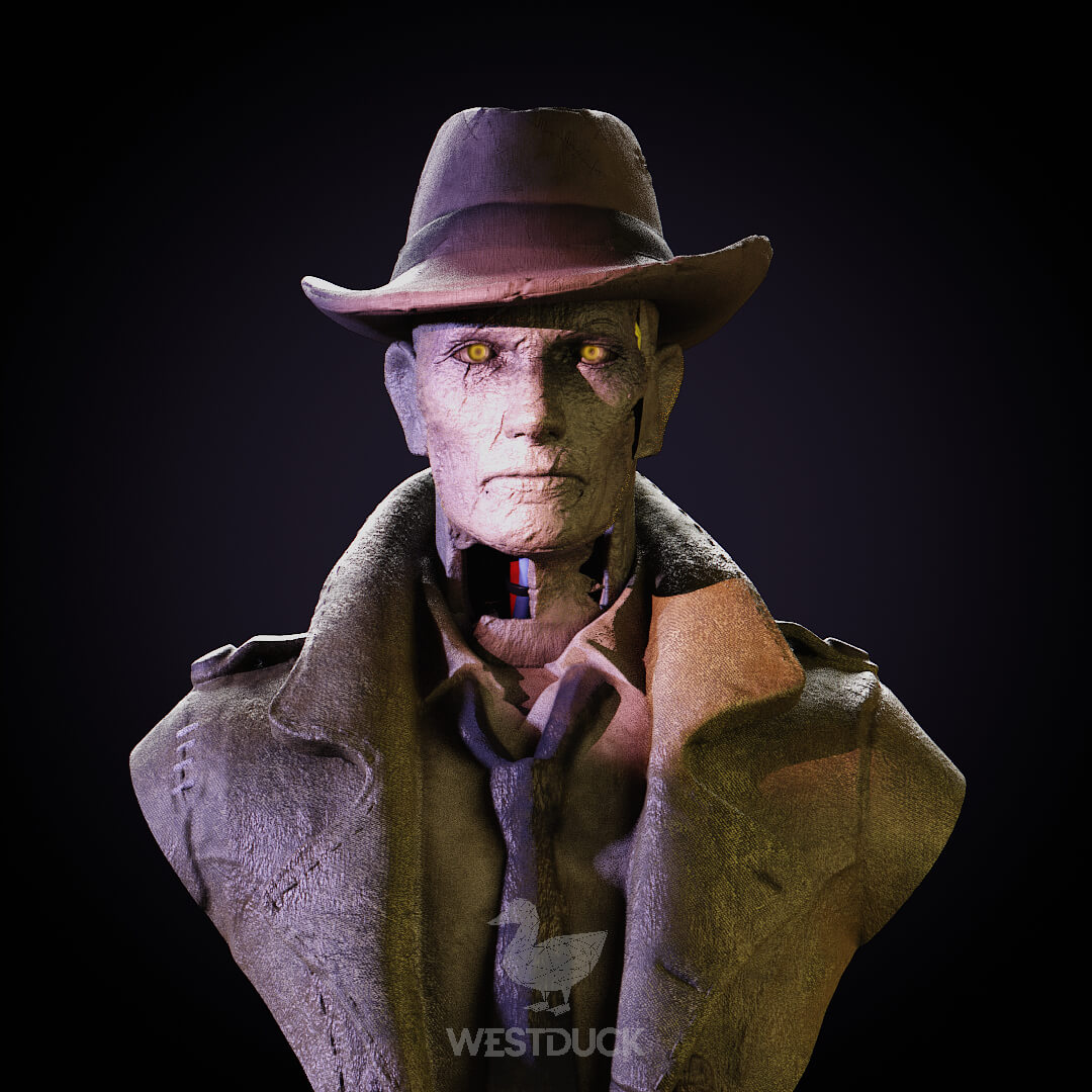 Nick Valentine - Fallout 4 Bust 3D Model by WestDuck