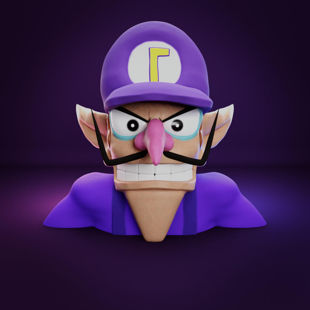 Waluigi - Super Mario Bust Free 3D Model by WestDuck