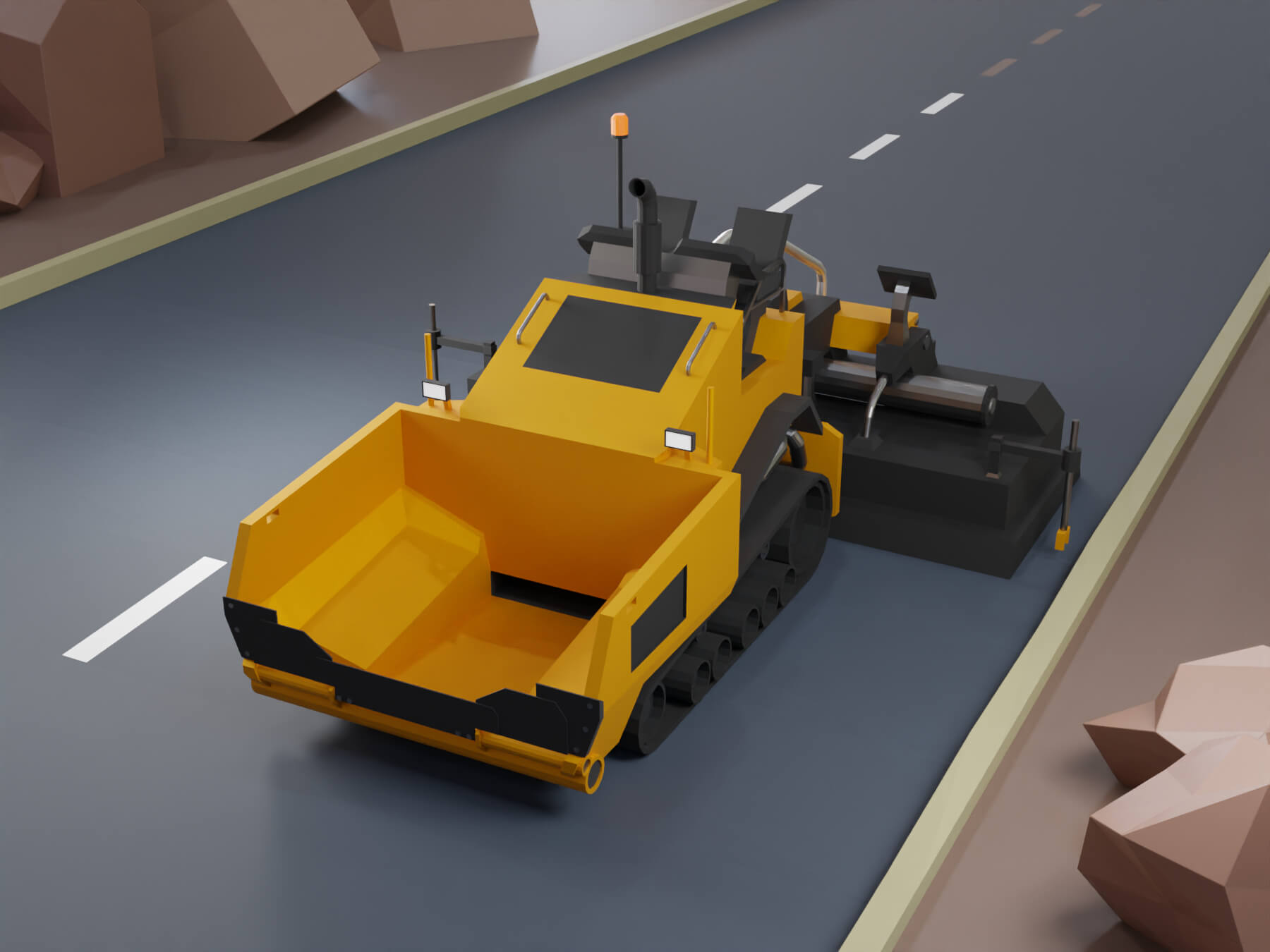 Asphalt Paver - Heavy Vehicle Low-Poly 3D Model by Wh1T3h4Ck5