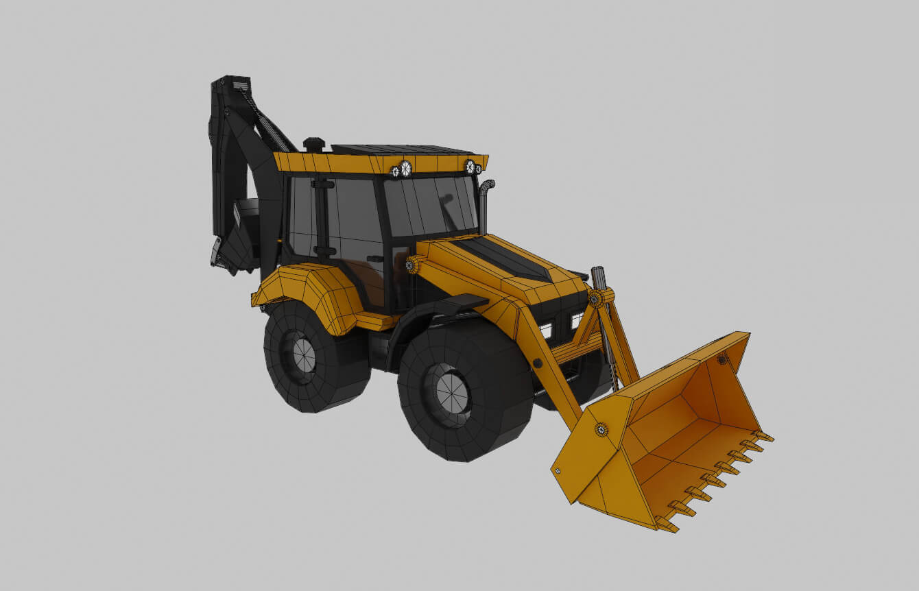 Backhoe Loader - Heavy Vehicle Low-Poly 3D Model by Wh1T3h4Ck5
