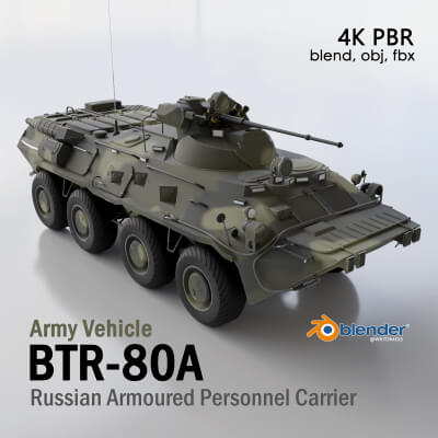 BTR-80A - Armoured Personnel Carrier (APC military vehicle) 3D Model by ...