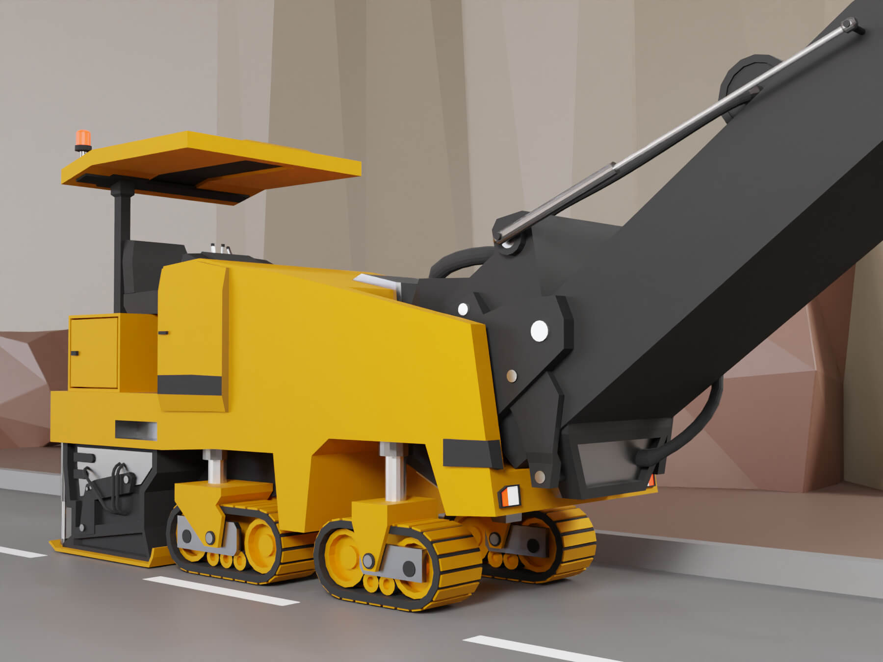 Cold Planer - Heavy Vehicle Low-Poly 3D Model by Wh1T3h4Ck5