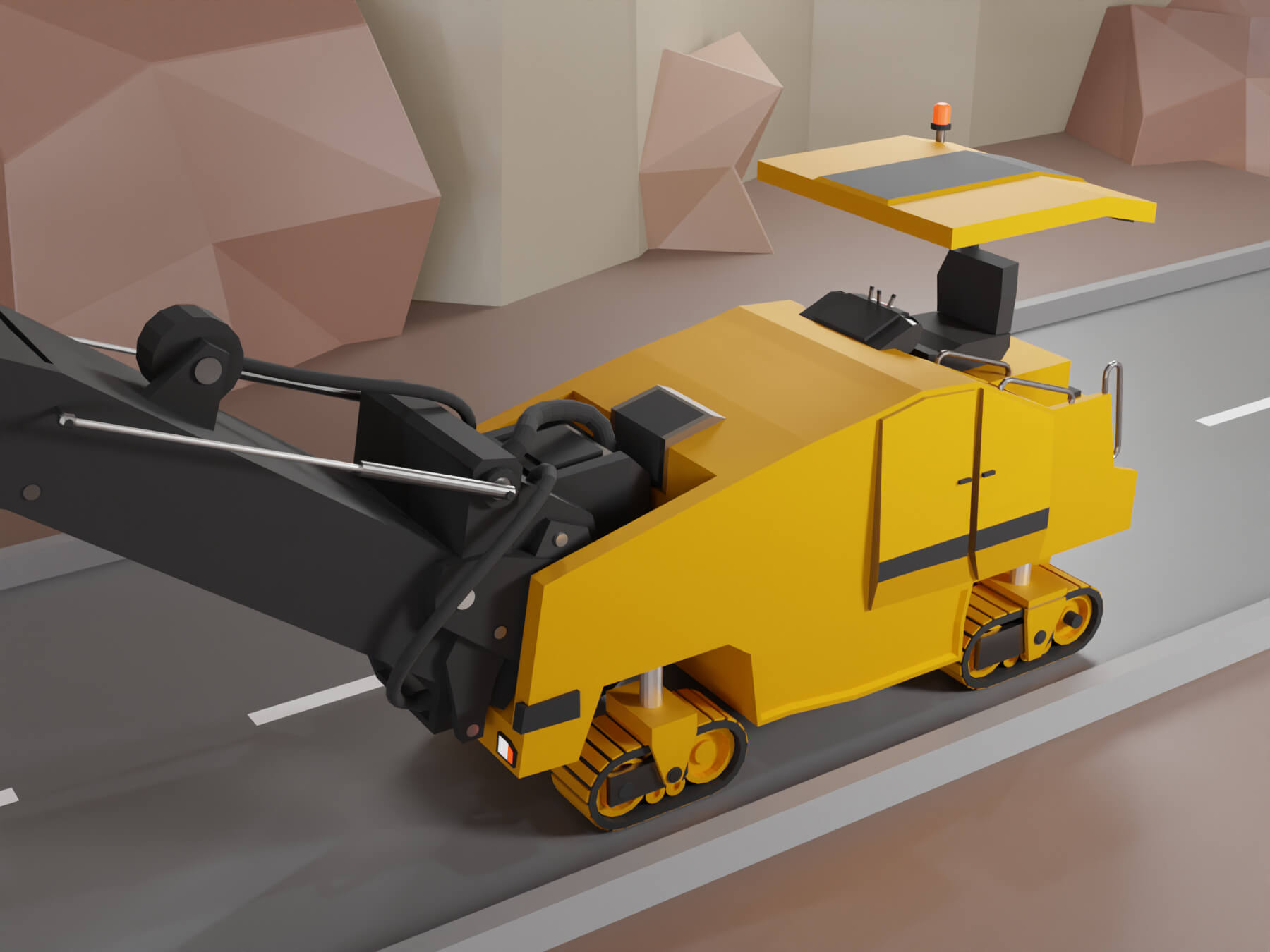 Cold Planer - Heavy Vehicle Low-Poly 3D Model by Wh1T3h4Ck5