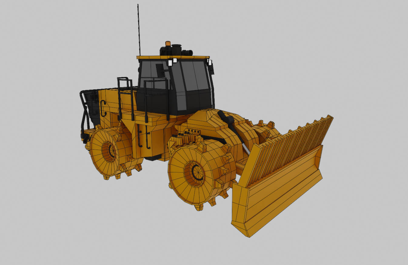 Landfill Compactor - Heavy Vehicle Low-Poly 3D Model by Wh1T3h4Ck5
