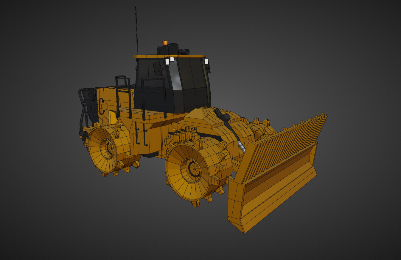 Landfill Compactor - Heavy Vehicle Low-Poly 3D Model by Wh1T3h4Ck5