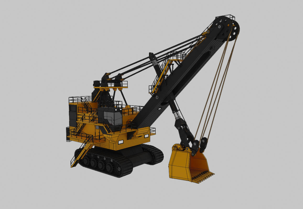Rope Shovel - Heavy Vehicle Low-Poly 3D Model by Wh1T3h4Ck5